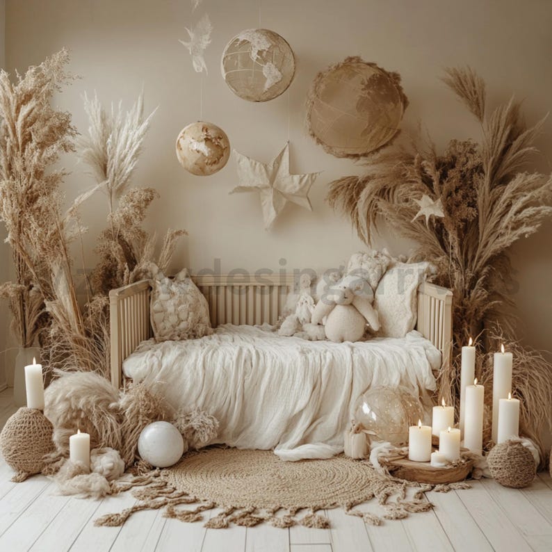 Boho Newborn Backdrop, 6 JPEG Studio Background,boho Newborn Backdrop ...