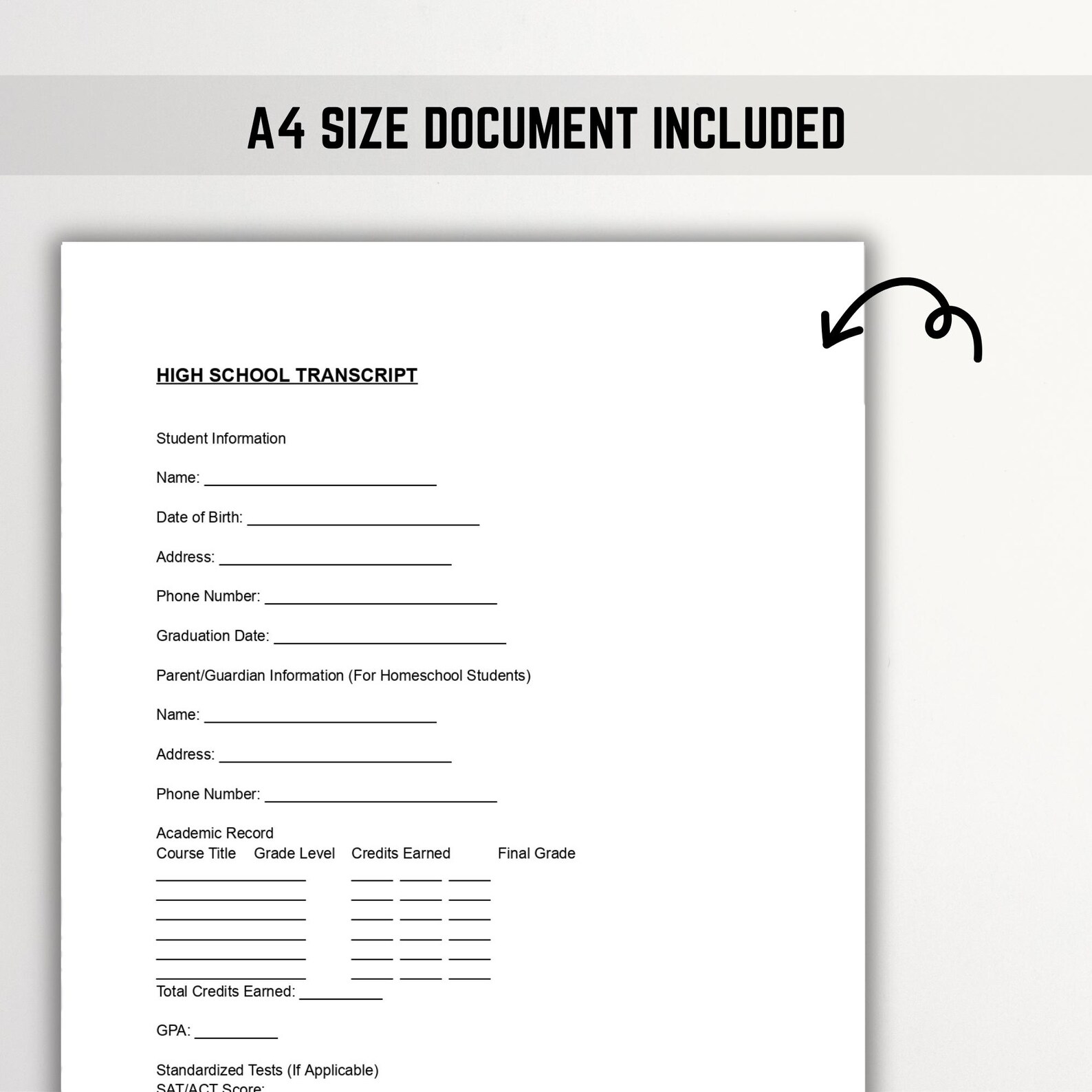 High School Transcript Template | Editable Homeschool Transcript ...