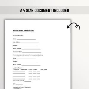 High School Transcript Template | Editable Homeschool Transcript ...