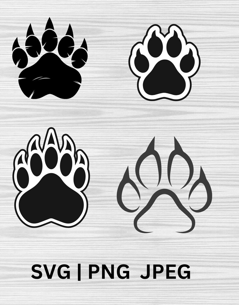 Bear Paw Gift 10 SVG Paw With Claw SVG Bear Foot Print Svg - Etsy