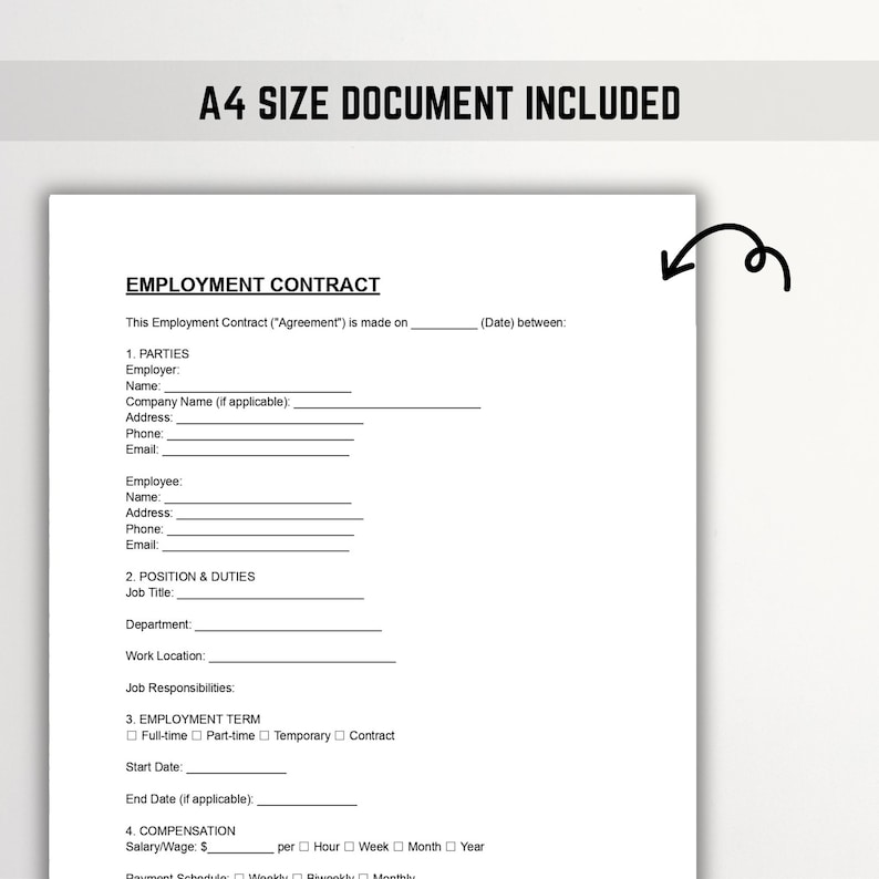 Employment Contract Agreement | Employee & Employer Agreement Template ...