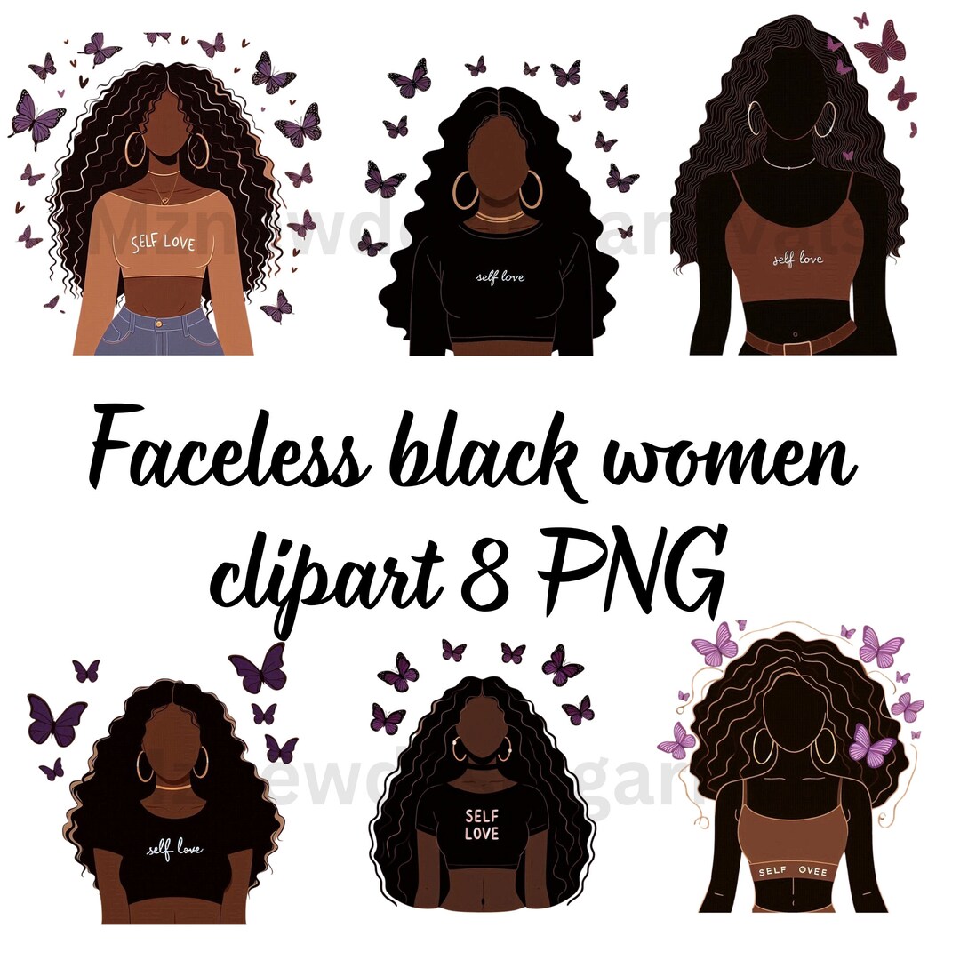 8 Faceless Black Girl PNG, Black Woman, Black Girl Clipart, Weekend ...