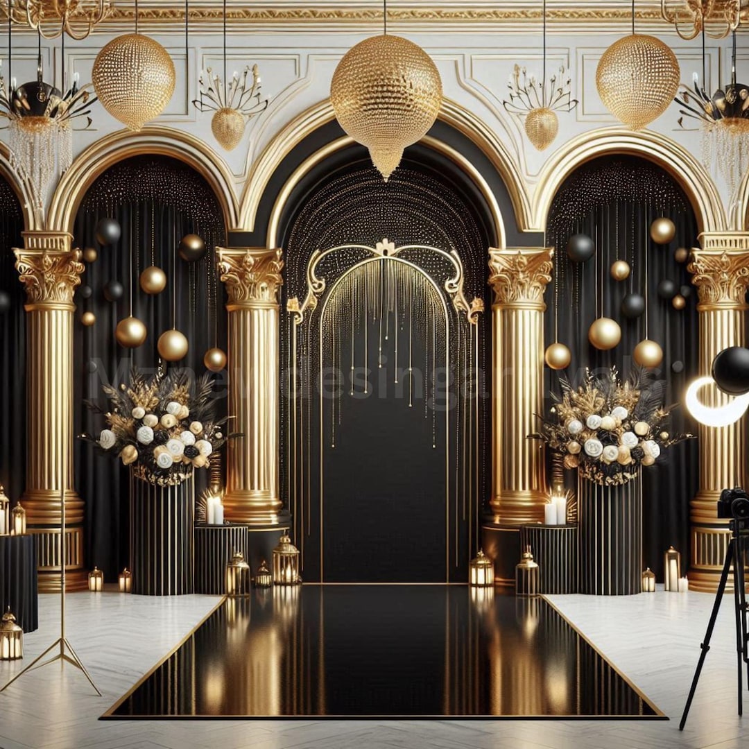 Black & Gold Digital Photography Backdrop Digital Background Modern ...