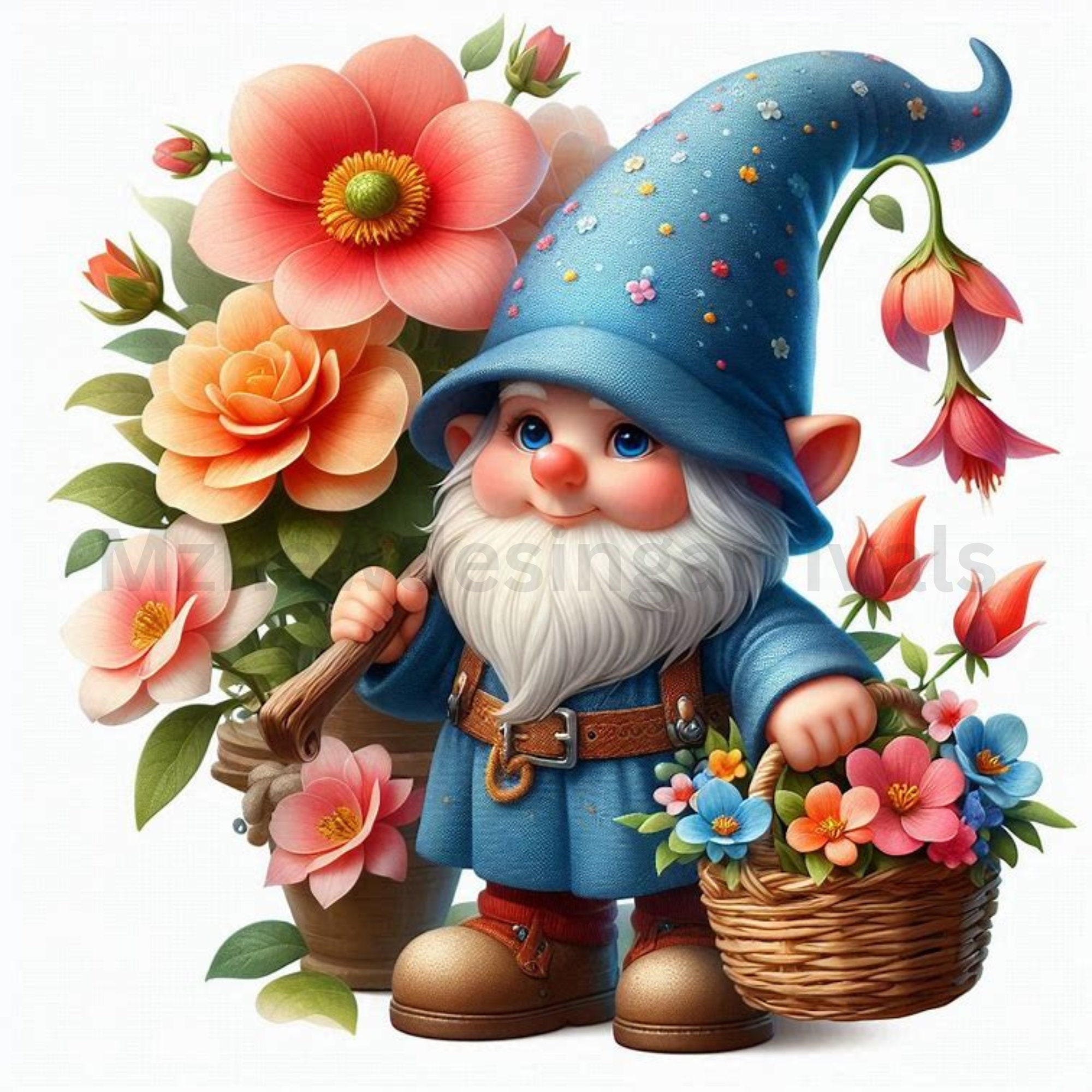 Gnome Flowers Clipart, Gnome Clipart, Gnome 6 Png, Garden Gnome, Gnome ...