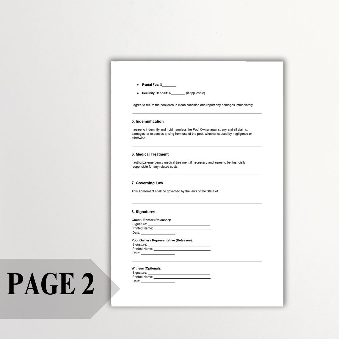 Swimming Pool Liability Waiver Template: Editable DOC & PDF Form - Etsy