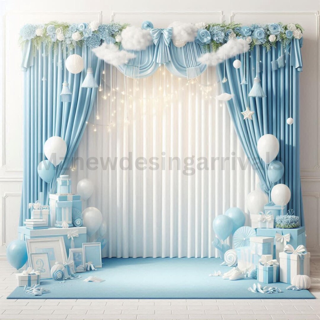 Light Blue and White Digital Backdrop | School Colors Prom and ...