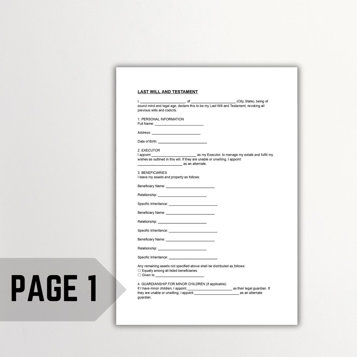 Last Will and Testament Template | Printable & Fillable Legal Will Form ...