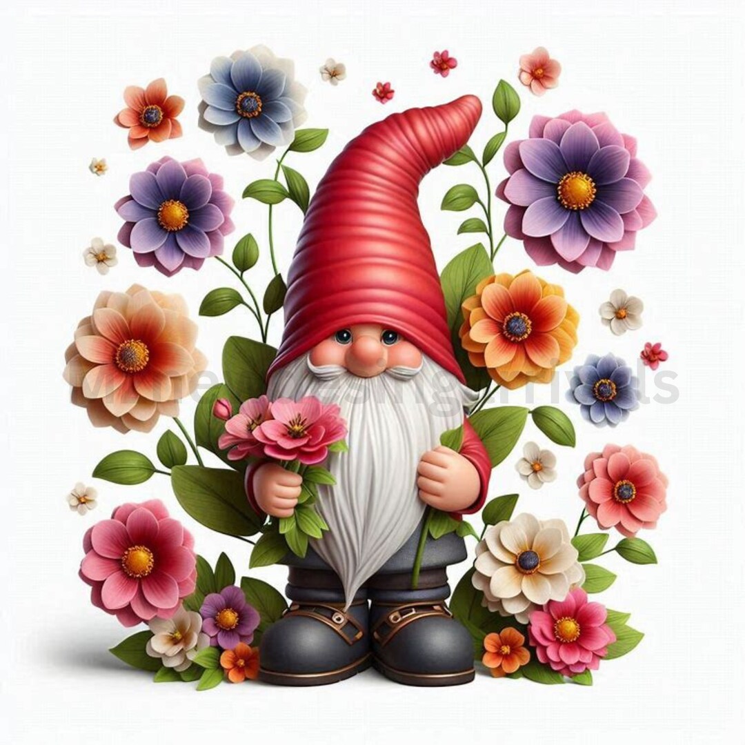Gnome Flowers Clipart, Gnome Clipart, Gnome 6 Png, Garden Gnome, Gnome ...