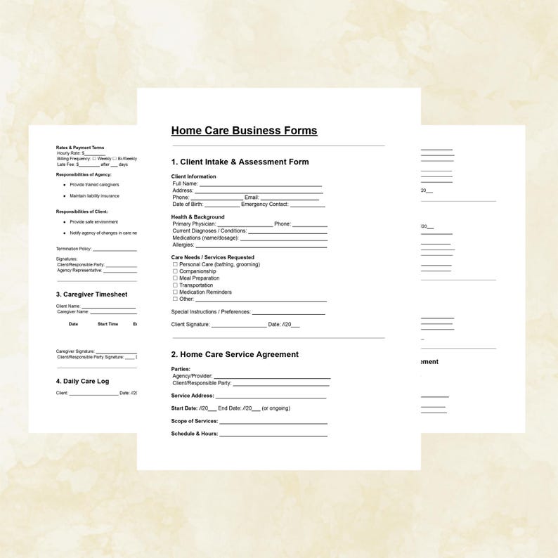Home Care Business Forms Bundle, Editable Policy Caregiver Templates - Etsy