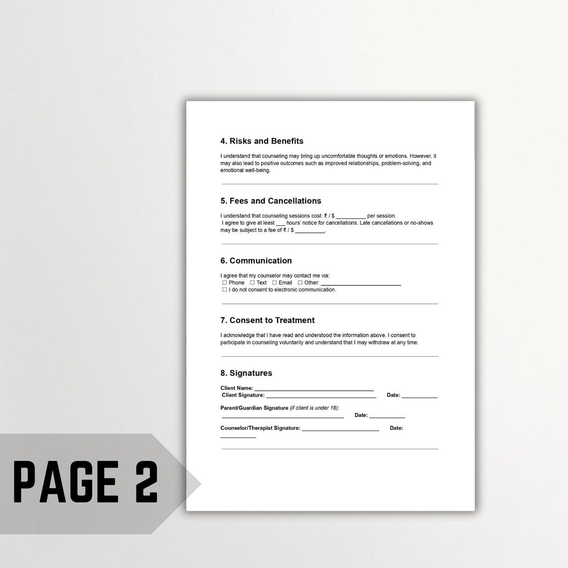 Counseling Consent Form Template – DOC & PDF – Editable, Printable ...