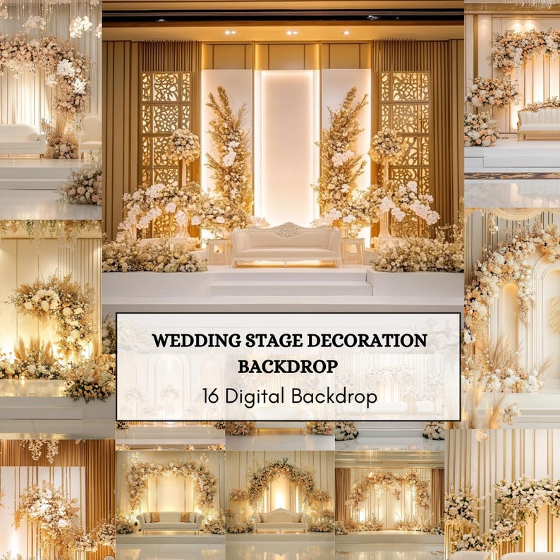 Elegant Wedding Stage Backdrop | Luxury Floral & Draped Background for ...