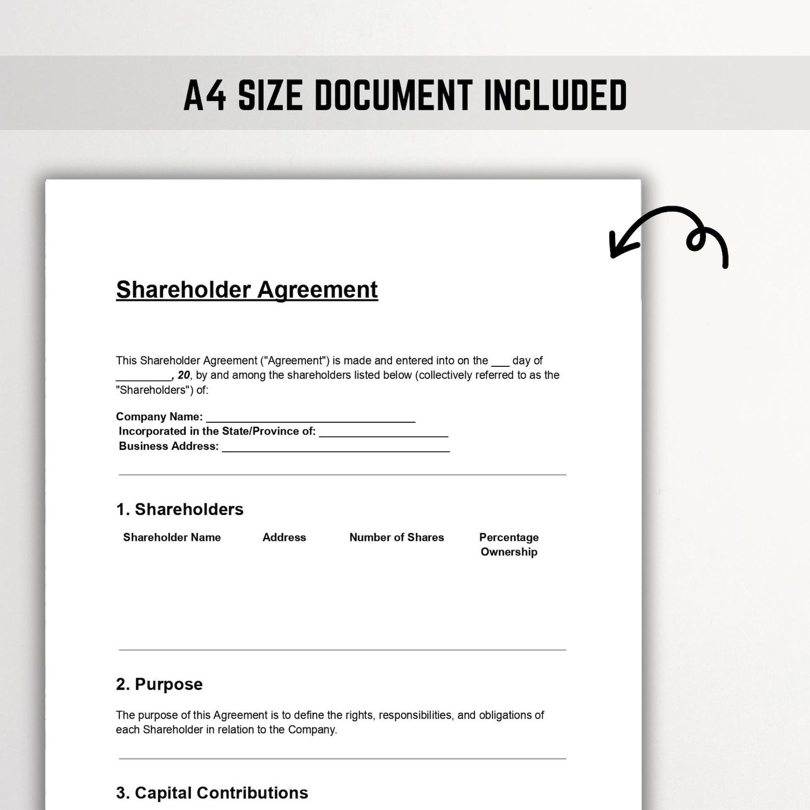 Shareholder Agreement Template | Editable Shareholder Contract | PDF ...