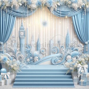 Light Blue and White Digital Backdrop School Colors Prom and Graduation ...