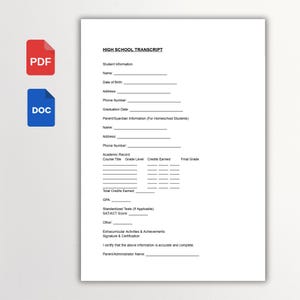 High School Transcript Template | Editable Homeschool Transcript ...