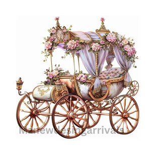 13 Floral Carriage Clipart, Princess Carriage, Digital Clipart ...