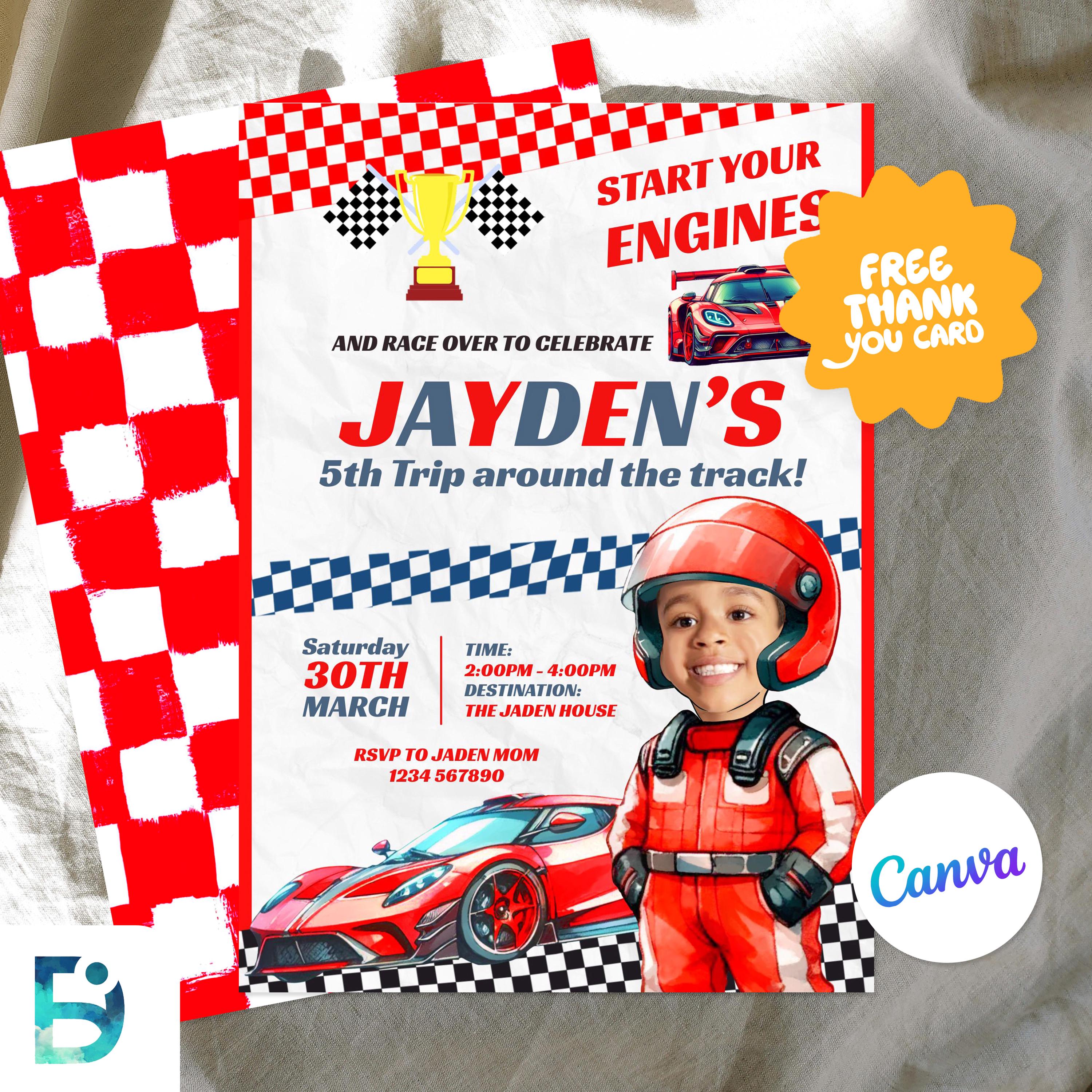 Editable Racing Car Birthday Invitation: Animated Photo Invite - Etsy