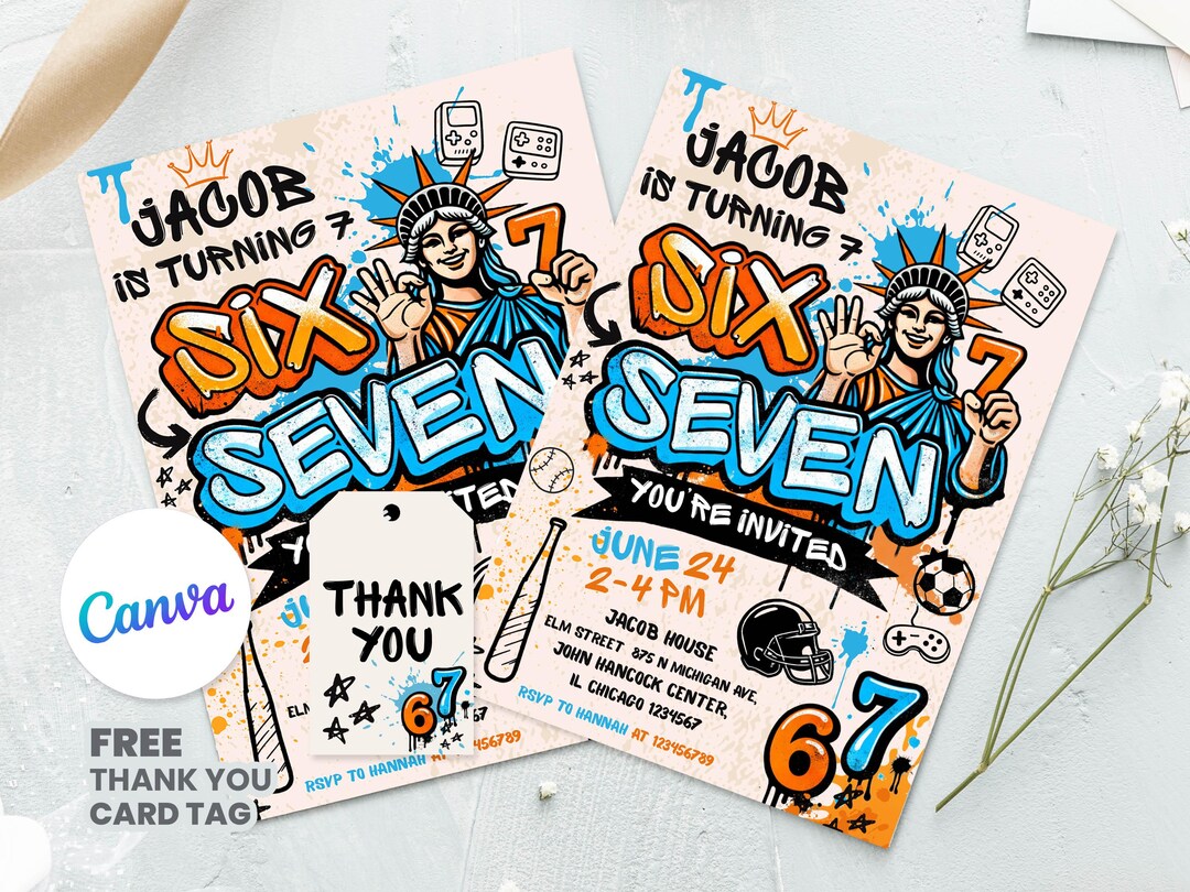 Graffiti Birthday Invitation, Boys Six or Seven, Editable Template ...