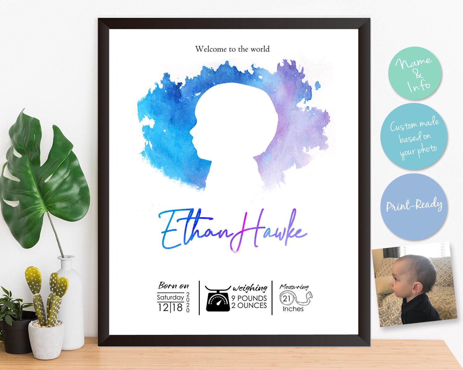 Custom Birth Poster Custom Illustration Baby Personalized - Etsy