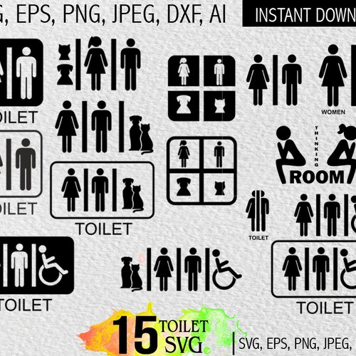 Restroom SVG Restroom Sign SVG Restrooms Door Sticker - Etsy