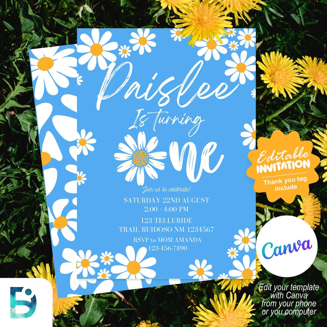 Editable Daisy Birthday Invitation, Daisy Invitation, Wildflower, Boho ...