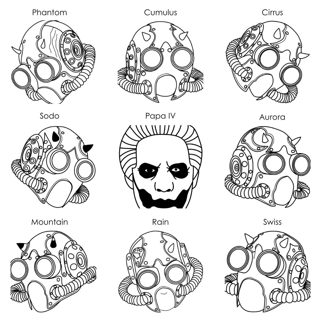 Impera Ghoul Head Embroidery Patterns XS 5cm | Ghost Band | Alternative ...