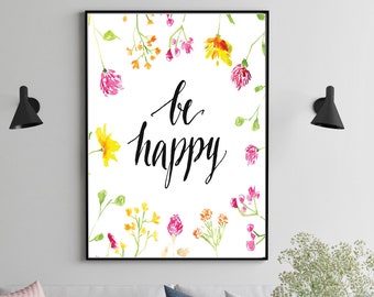 Be Happy Print | Etsy