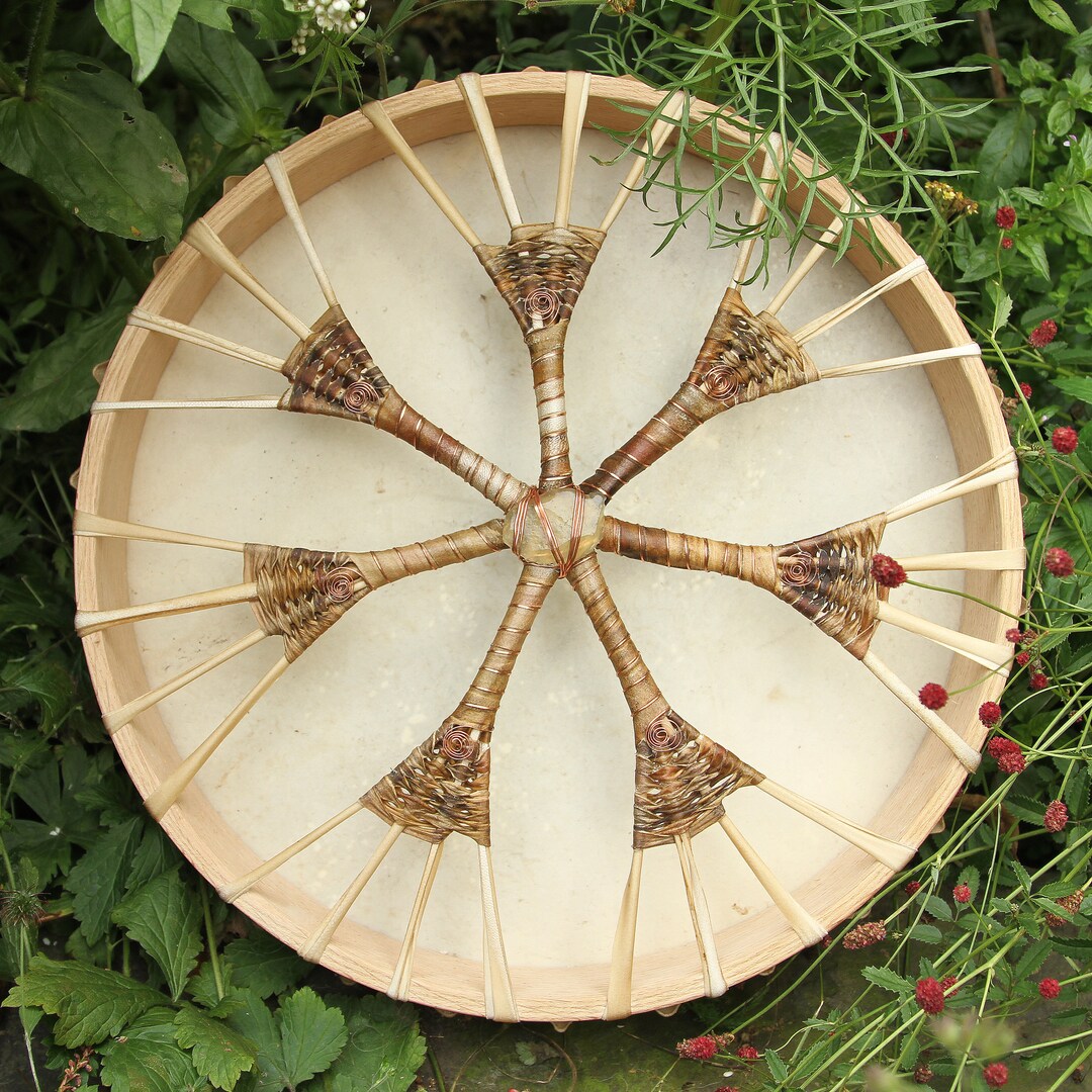 16 Celtic Shamanic Drum. Scottish Red Deer, Libyan Gold Tektite, Oak ...