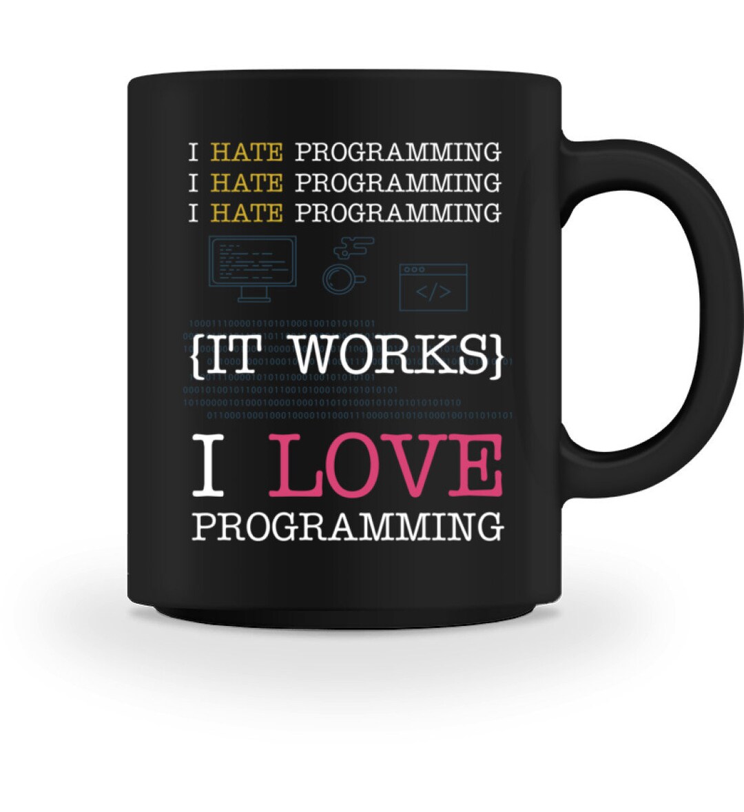 Programmierer Tasse Mit Spruch In Schwarz Beidseitig Bedruckt Informatiker Kaffeetasse