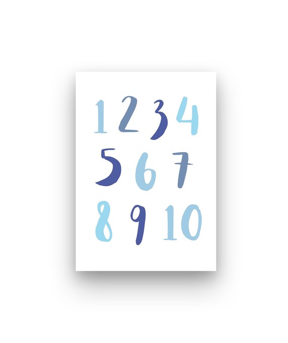 Art & Collectibles Prints Blue Numbers Print for InfantKid's Room ...