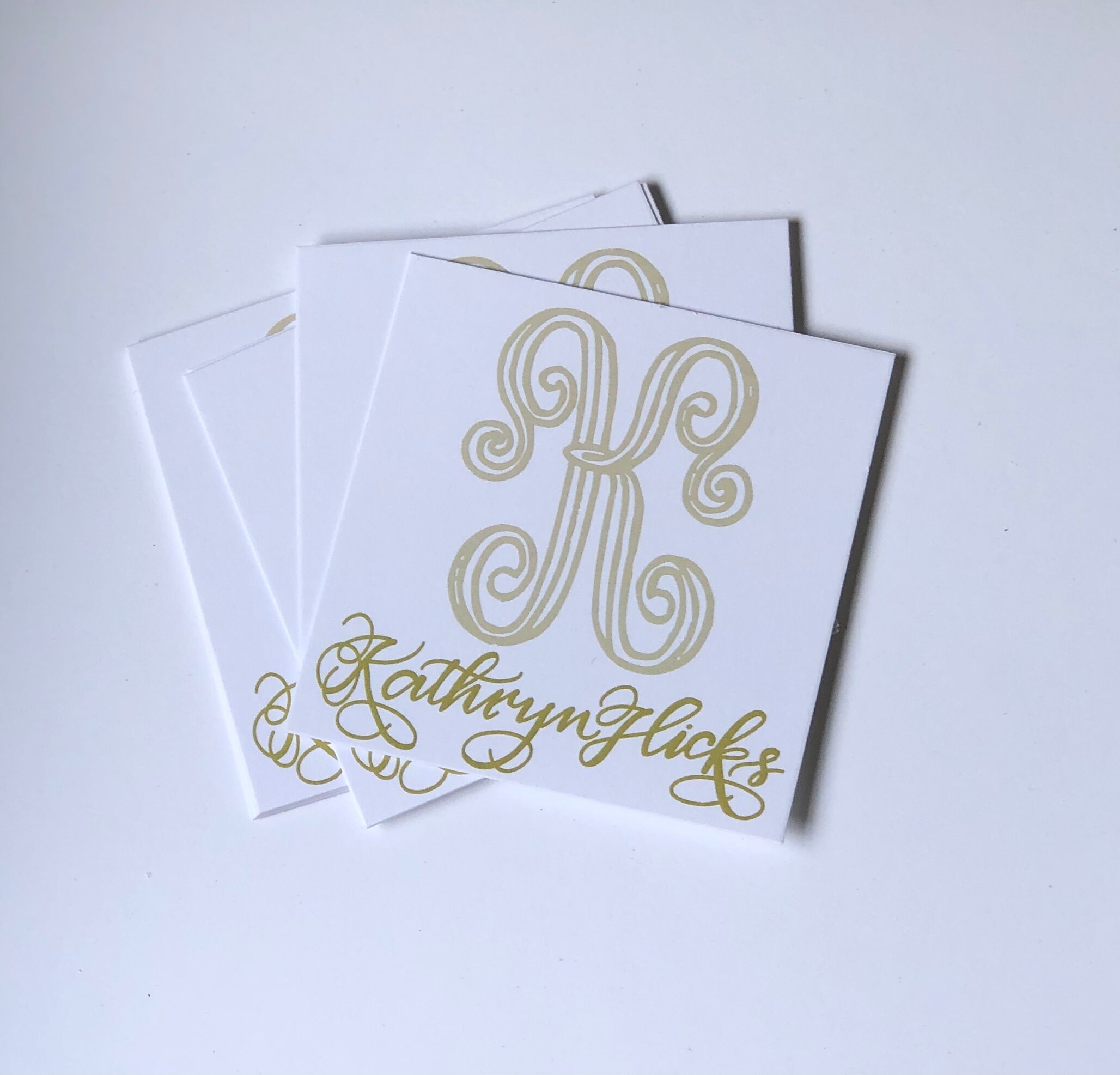 First Initial Cursive Handwritten Gift Tag Insert Calling Card | Etsy