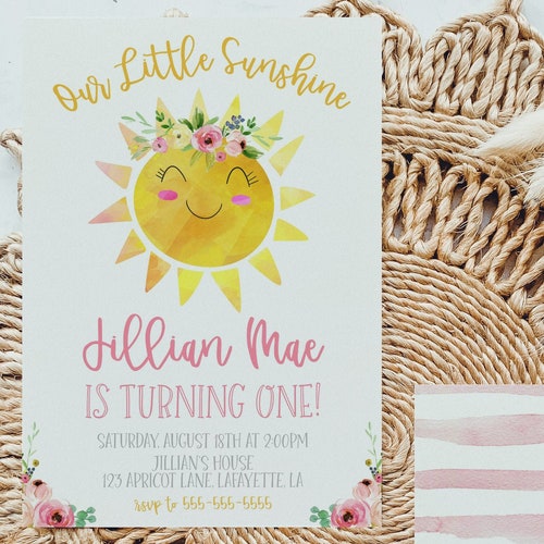 Editable Our Little Sunshine Birthday Milestones Sign First - Etsy