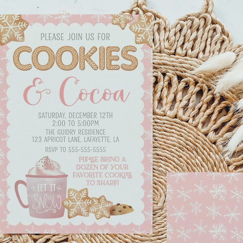 Editable Cookies and Cocoa Invitation Template Christmas - Etsy