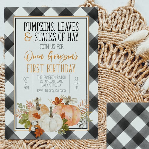 Pumpkin Birthday Party Invitation Self-editable Template - Etsy
