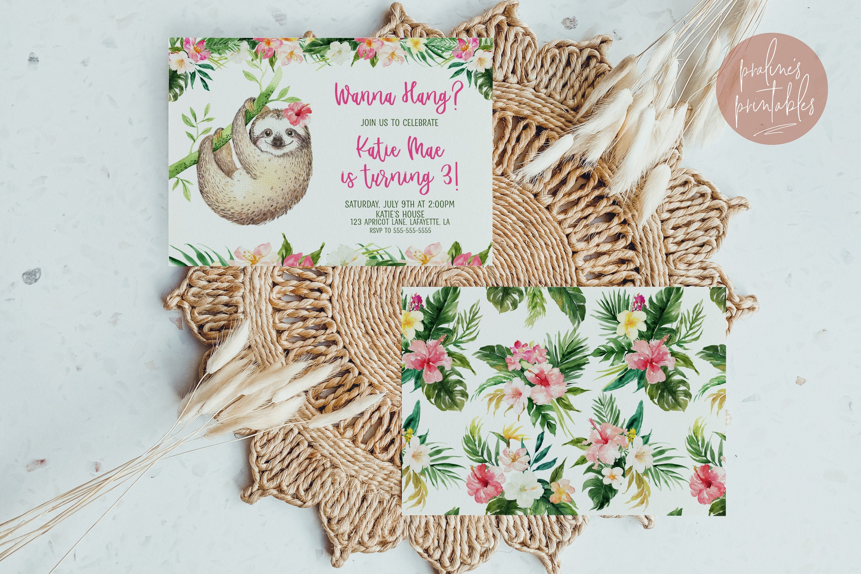 Girl Sloth Invitation Editable Sloth Invitation Instant - Etsy