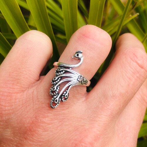 Multi Stone Ring Peacock Ring Bird Ring Sterling Silver | Etsy