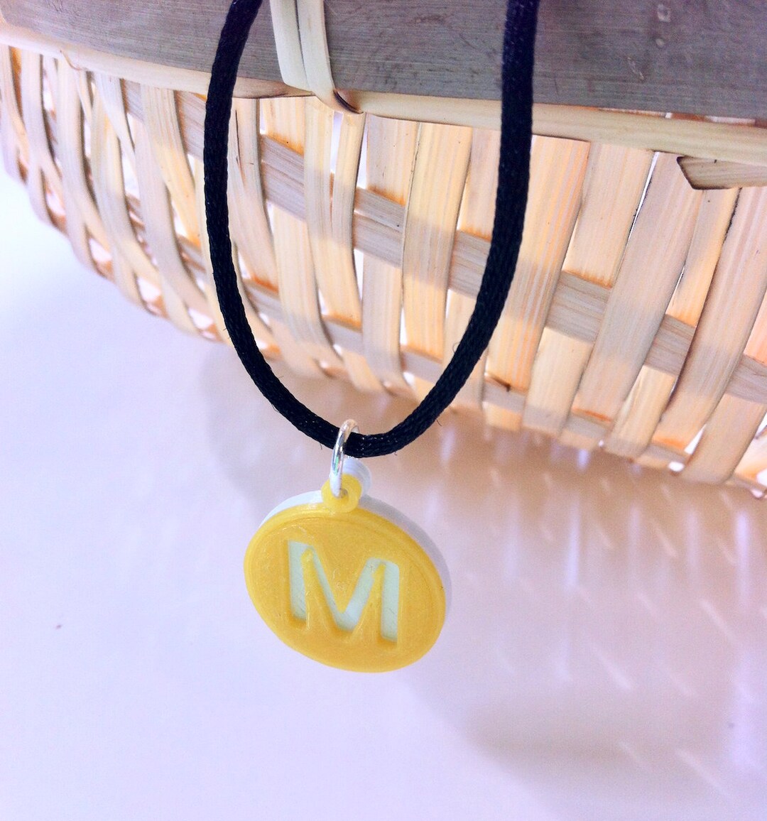 Custom Initial Necklace, 3D Printed, Initial M Letter Necklace, Two ...