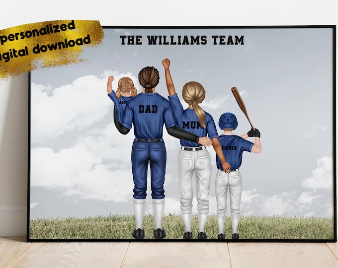 Baseball Fathers Day Gift Dad and Son Portrait Sport Gift - Etsy