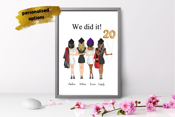 3 Best Friends Graduation Print College Gift Best Friends | Etsy