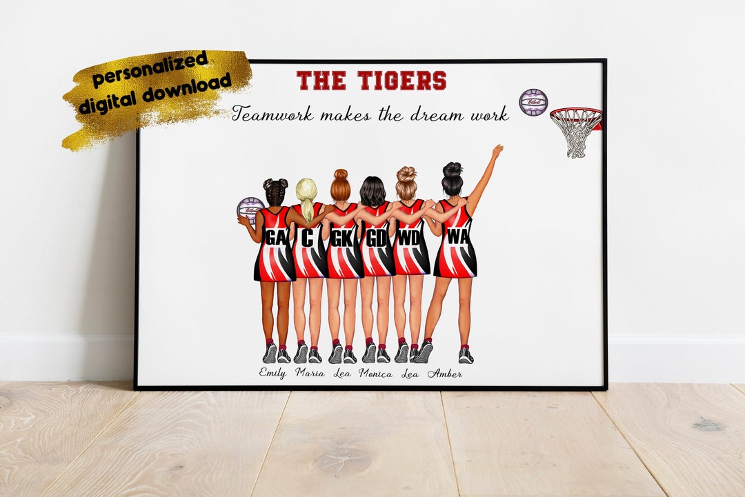 Netball Team Print, Sport Team Gift, Gift Fo Coach, Netball Gift, Dream ...