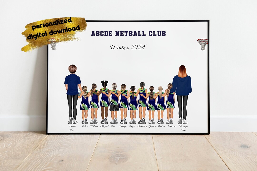 Custom Children's Netball Team Gift, End of Season, Netball Coach Gift ...
