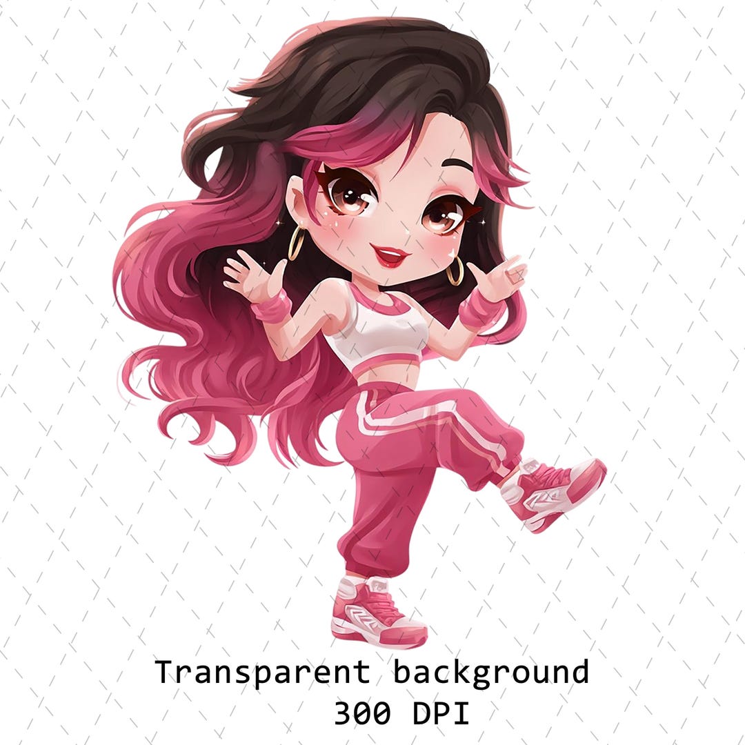 Hip-hop Dancer Clipart, Chibi Girl, PNG File, Instant Download, 12x12 ...