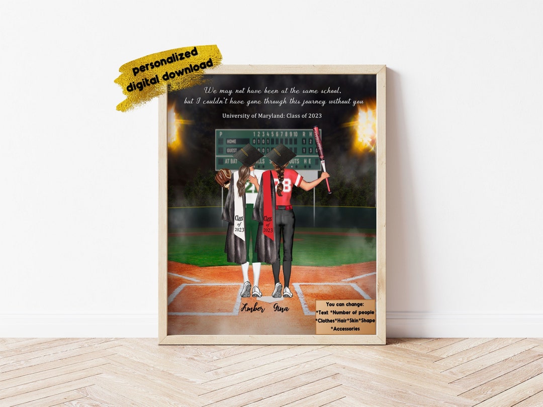 Personalized Softball Friends Graduation Print, Softball Teammate ...
