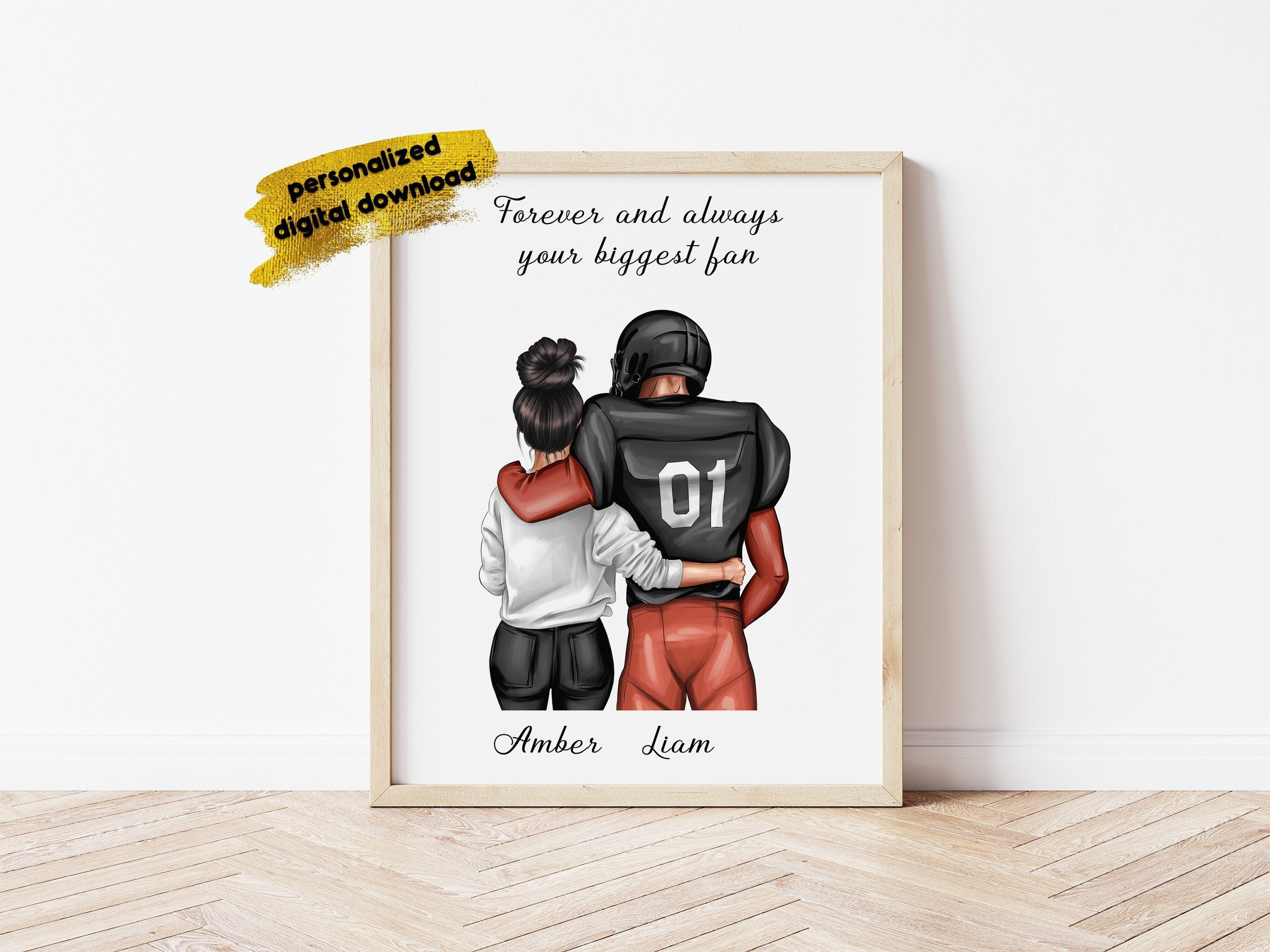 Personalised Couple Print American Football Gift | Etsy