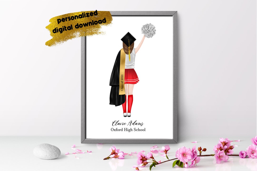 Cheerleader Graduation Print, Graduation Gift for Her, Best Friend ...