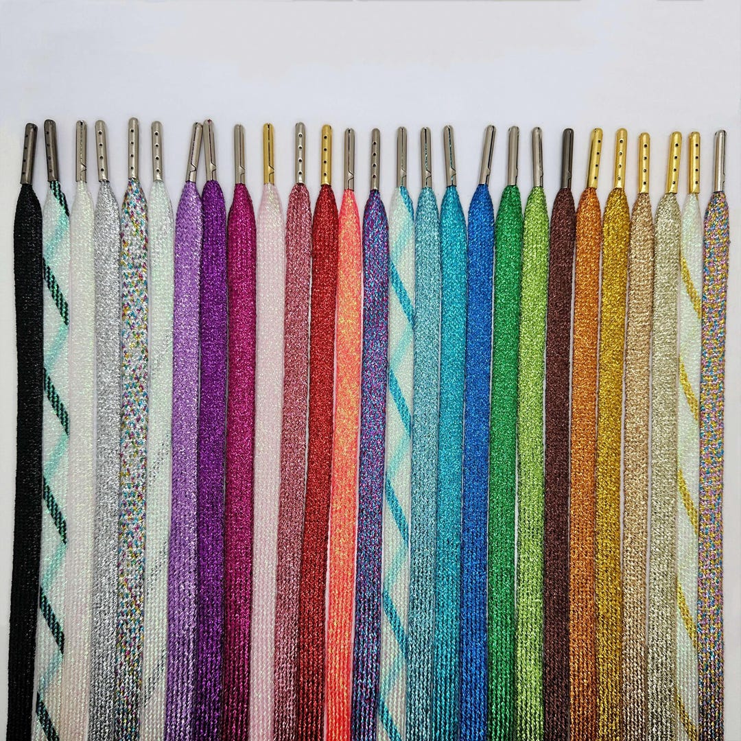 Glitter Lace With Metal Ends, Metallic Shoe Strings - Multicolor - Etsy