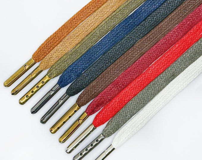 Flat Premium Cotton Wax Shoelaces Thin Dress Waxed Laces 7mm for Dress ...