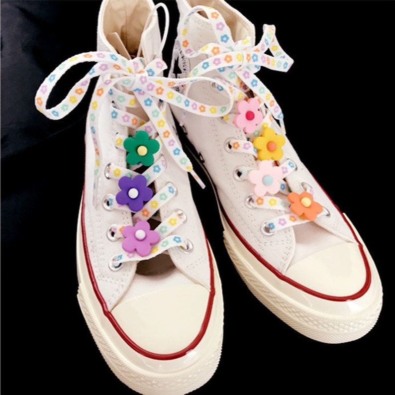 Flower Shoe Laces Sneaker Lace With Flower Charms ONE PAIR - Etsy