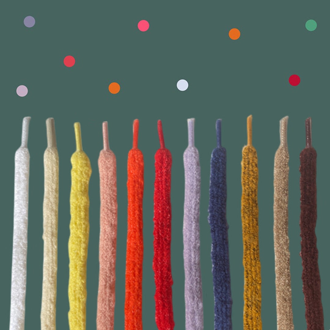 Fuzzy Laces, Downy Shoe Strings, Red Shoe Laces, White Shoe Laces - ONE ...