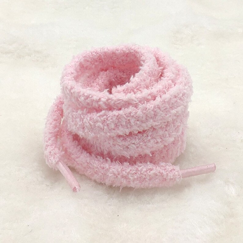 Fuzzy Laces Pink Shoe Laces White Shoe Laces ONE PAIR - Etsy