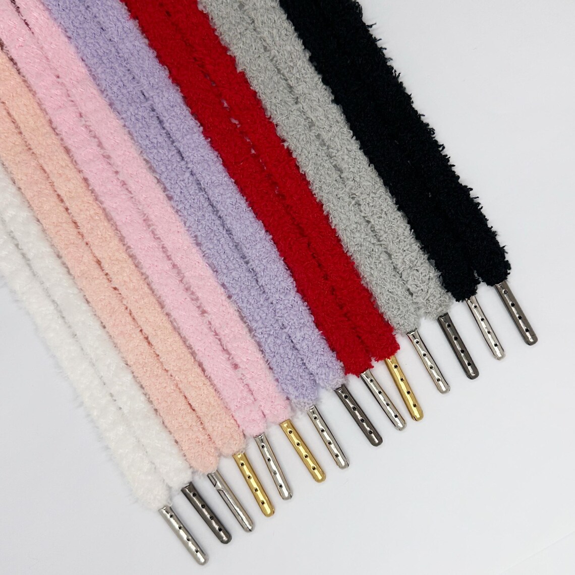Fuzzy Laces, Pink Shoe Laces, White Shoe Laces - ONE PAIR - Etsy